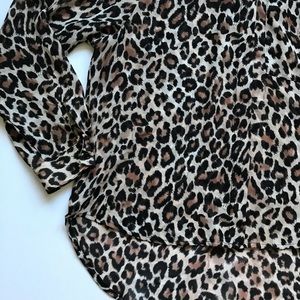 H&M | Tops | Hm High Low Leopard Print Blouse Roll Up Sleeves | Poshmark